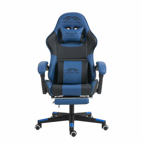 Кресло Стулово игровое синее с подставкой для ног и массажем