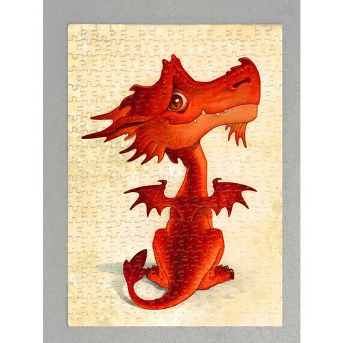 Постер-пазл 300 деталей А3 Красный динозаврик