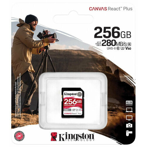 Карта памяти Kingston 256Gb Canvas React Plus SDXC UHS-II U3 V60 (280/150 Mb/s)