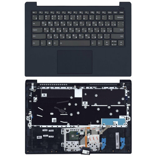 Клавиатура для Lenovo IdeaPad S340-14IIL русская, серая с синим топкейсом