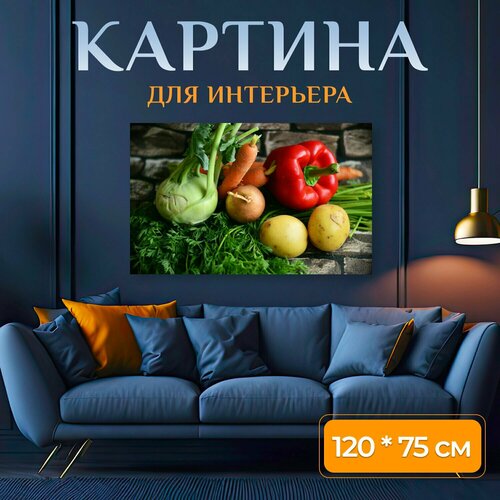 Картина на холсте "Овощи, красочные овощи, перемешанные овощи" на подрамнике 120х75 см. для интерьера