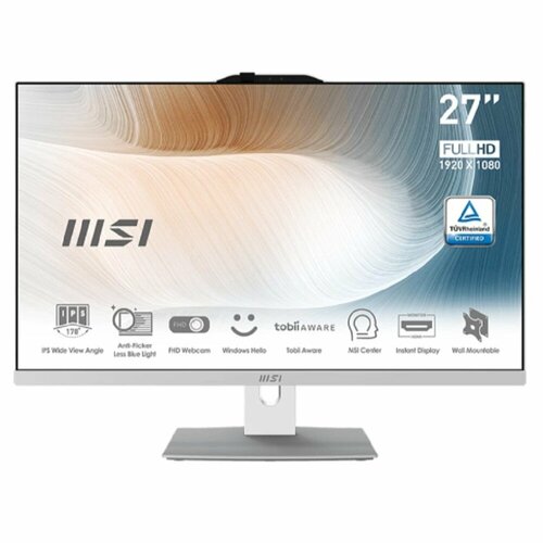 MicroStar Моноблок MSI Modern AM272P 12M-654RU 9S6-AF8212-654 White 27" {FHD i7 1255U/32Gb/1Tb SSD/Iris Xe/Win 11 Pro/k+m}