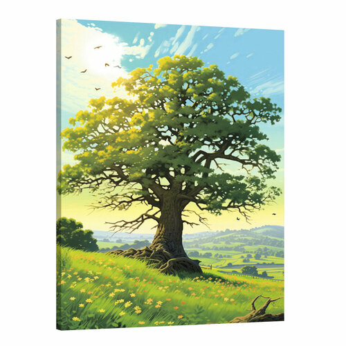Интерьерная картина 50х70 "Утро у дерева"