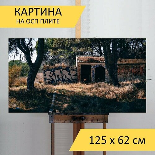 Картина на ОСП 125х62 см. "Аннотация, взрослый, изобразительное искусство" горизонтальная, для интерьера, с креплениями