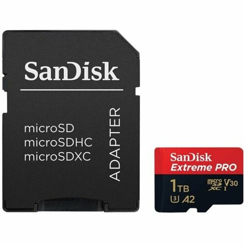 Карта памяти Micro SecureDigital 1Tb SanDisk Extreme Pro microSDXC class 10 UHS-1 U3 V30 (SDSQXCD-1T00-GN6MA) + адаптер