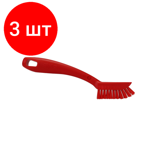 Комплект 3 штук, Щетка для чистки мелких деталей FBK 200мм узкая красная 50150-3