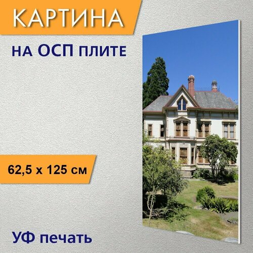 Вертикальная картина на ОСП "Дом, исторический, архитектуры" 62x125 см. для интерьериа