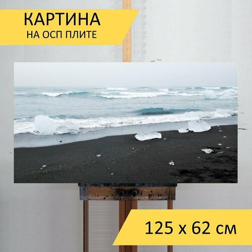 Картина на ОСП 125х62 см. "Пляж, море, вода" горизонтальная, для интерьера, с креплениями