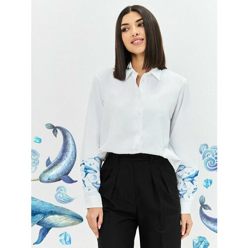 Блуза MOFANA, размер 56, белый, черный