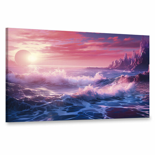Интерьерная картина 100х60 "Розовая волна"