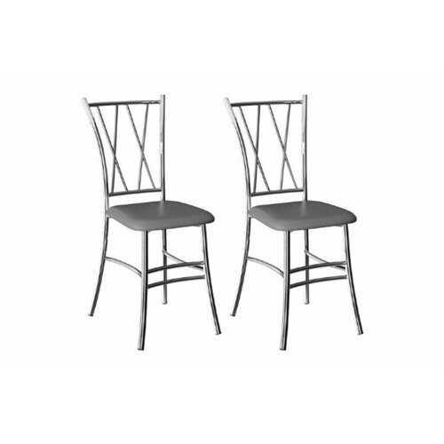 Комплект стульев "Диез-02" 2 шт - Серый (экокожа) / Хром