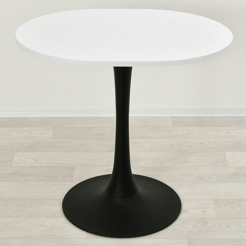 Овальный обеденный стол Tulip 23 белый/чёрный (900х700)