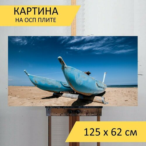 Картина на ОСП 125х62 см. "Сардиния, средиземное море, пляж" горизонтальная, для интерьера, с креплениями