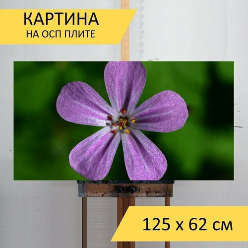 Картина на ОСП 125х62 см. "Цвести, фиолетовый, цветок" горизонтальная, для интерьера, с креплениями