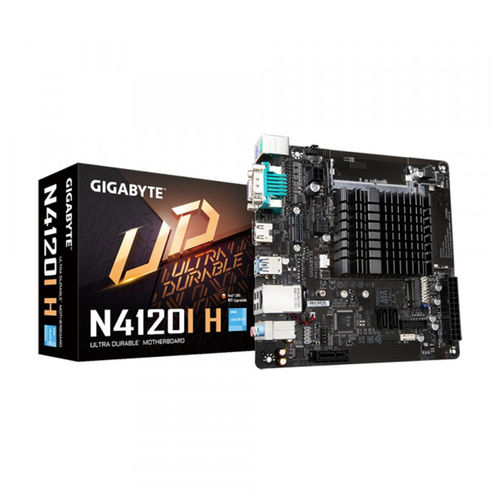 Материнская плата Gigabyte Intel® Quad-Core Celeron®N4120 (2.6 GHz), 2xDDR4-2400 SO-DIMM, D-SUB+HDMI, 1xPCI Ex1, 2xSATA3, 1xM.2, 8 Ch Audio,