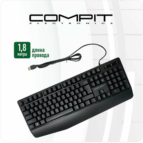 Клавиатура проводная COMPIT 104KBU101HK, USB, кабель 1,8 м, черный