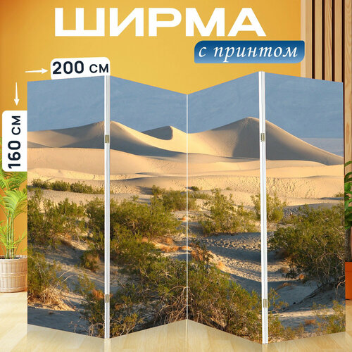 Ширма перегородка с принтом "Долина смерти, калифорния, пустыня" на холсте - 200x160 см. для зонирования, раскладная