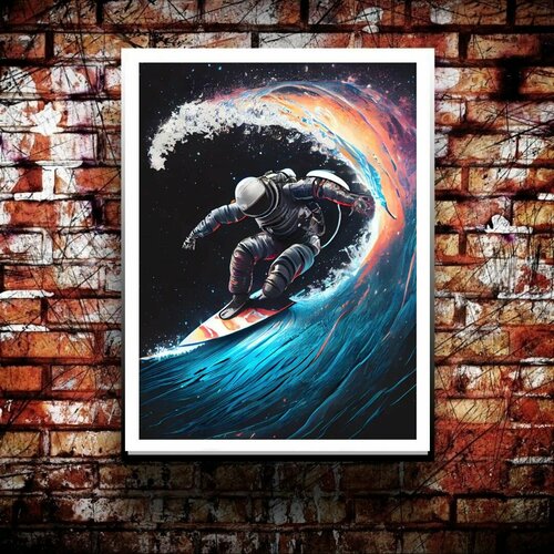 Постер "Астронавт на доске для серфинга" из коллекции "Креатив" А3