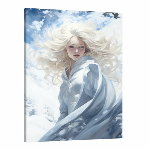 Интерьерная картина 50х70 "Снегурочка и зимний ветер"