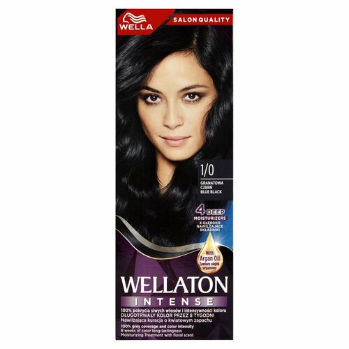 Wella Крем-Краска для волос стойкая Wellaton, 1/0 Иссиня-Черный - 2 штуки