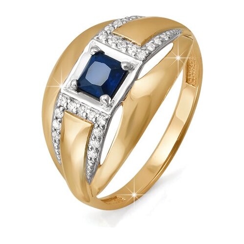 Кольцо Diamant online, золото, 585 проба, бриллиант, сапфир, размер 18, бесцветный