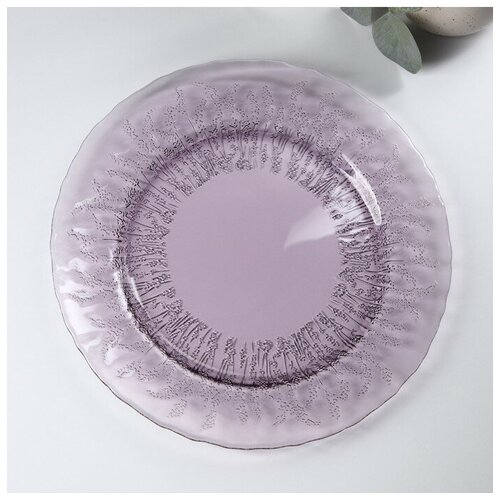 Тарелка стеклянная обеденная Magistro "Французская лаванда", d=27 см, цвет фиолетовый 9080469