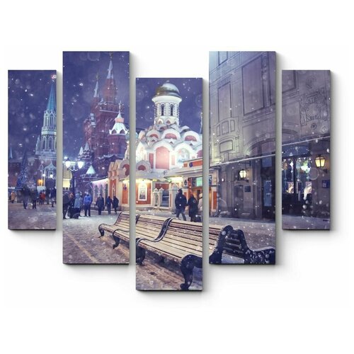 Модульная картина Зимний вечер в столице, Москва 141x114