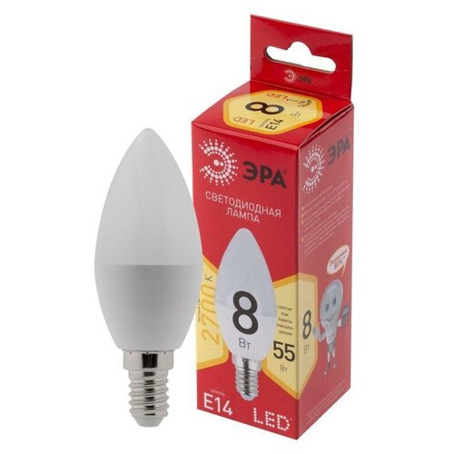 Лампа светодиодная RED LINE LED B35-8W-827-E14 R 8Вт B35 свеча 2700К тепл. бел. E14 | код. Б0050694 | Эра (6шт. в упак.)