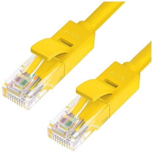 Greenconnect Патч-корд прямой 20.0m, UTP кат.5e, желтый, позолоченные контакты, 24 AWG, литой, GCR-LNC02-20.0m, ethernet high speed 1 Гбит/с, RJ45, T5