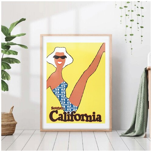 Постер без рамки "Девушка Калифорния" 30 на 40 в тубусе / Картина / Постеры для интерьера / Плакат / Тубус