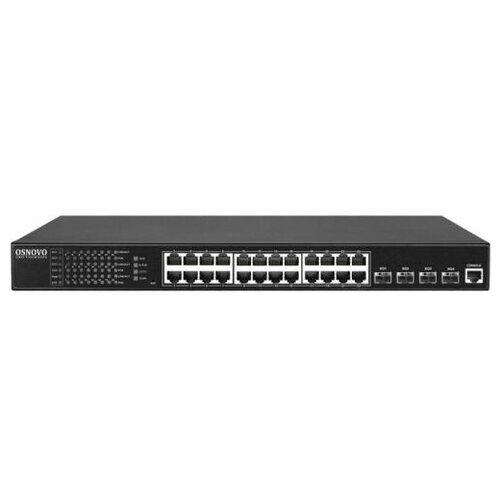 OSNOVO Гигабитный L3 PoE коммутатор на 28 портов, 24 *10/100/1000 Base-T PoE, 4*10G SFP+ Uplink, PoE