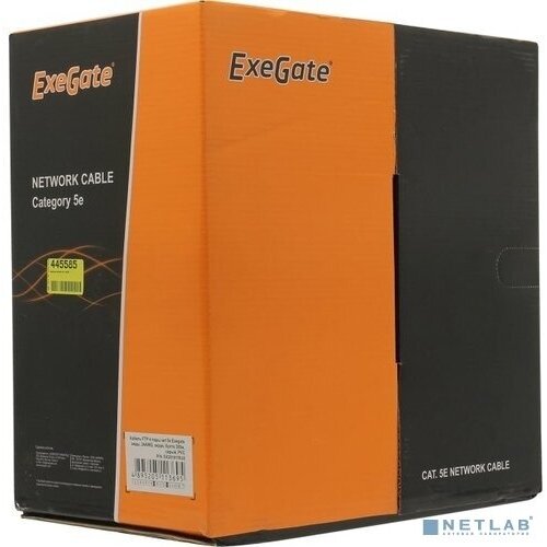 EXEGATE Кабель Exegate EX281811RUS Кабель Exegate FUTP4-C5e-CU-S24-IN-PVC-GY-305 FTP 4 пары кат.5e медь, 24AWG, экран, бухта 305м, серый, PVC Серый