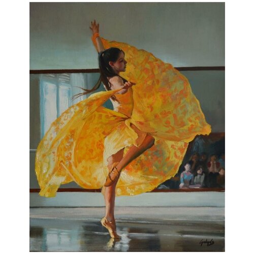 Постер / Плакат / Картина Балет - Балерина в желтом платье 60х90 см в раме