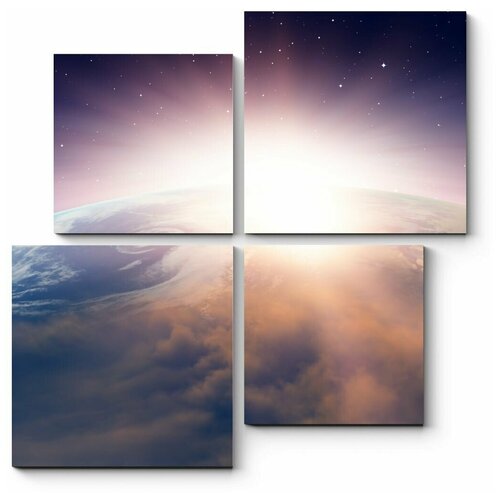 Модульная картина Захватывающий закат над Землей 70x70