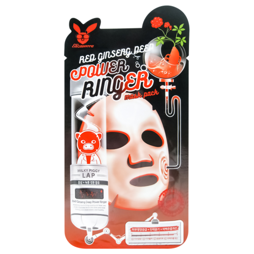 Elizavecca регенерирующая тканевая маска с экстрактом красного женьшеня Red Ginseng Deep Power Ringer Mask Pack, 23 г, 23 мл