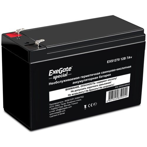 Аккумуляторная батарея ExeGate DT 1207, 7 Ач, 12 Вольт, клеммы F1 9533345