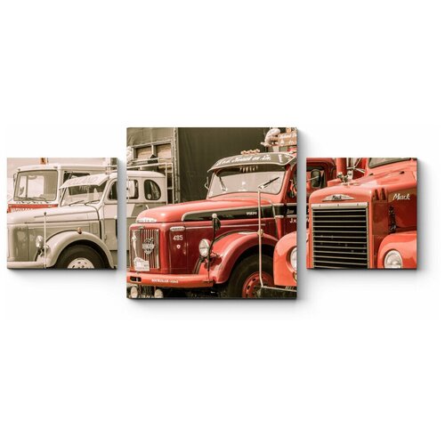 Модульная картина Красные грузовики 210x90