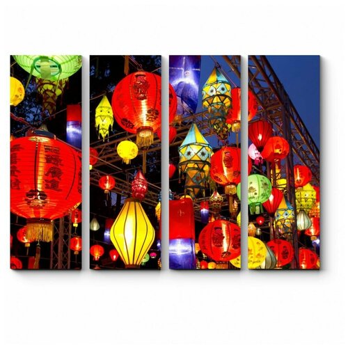 Модульная картина Волшебный свет китайских фонариков, Гонконг 100x75