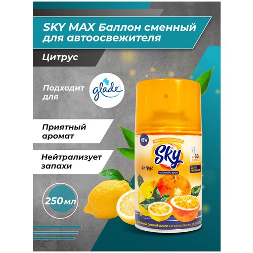 Сменный баллон SKY Цитрус 250 мл. для автоматических освежителей, 1 шт.