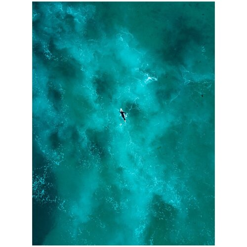 Постер / Плакат / Картина Серфер в море 50х70 см в раме