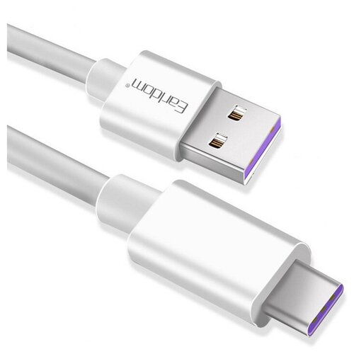 Кабель USB - Type-C Earldom EC-080C, 1.0м, круглый, 5.0A, силикон, цвет: белый