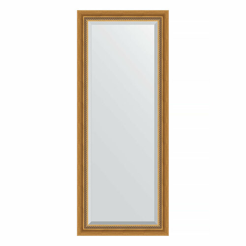 Зеркало настенное с фацетом EVOFORM в багетной раме состаренное золото, с плетением, 58х143 см, для гостиной, прихожей и ванной комнаты, BY 3535