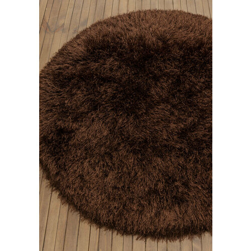 Ковер на пол 2 на 2 м в спальню, гостиную, пушистый, с длинным ворсом, коричневый Snow H169-brown круглый