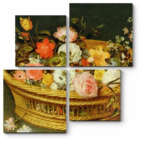 Модульная картина Корзинка с розами120x120