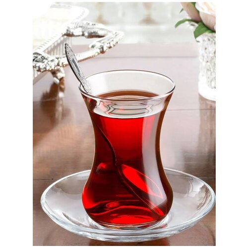 Набор турецких стеклянных стаканов для чая с блюдцами 150 мл, 12 предметов / Армуд / Армуду / Армуды