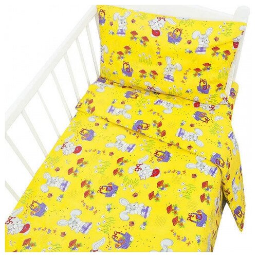 Детское постельное бельё из бязи для детских кроваток - Р - М - 125 - 1304-5 Лесная сказка желтая