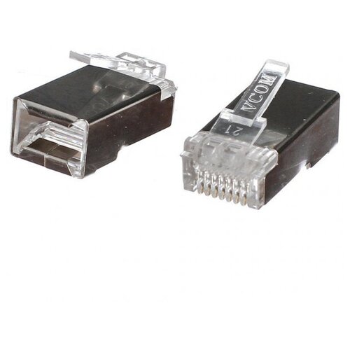 Коннекторы Vcom RJ45 8P8C для FTP кабеля 5 кат. экранированные, 100шт,