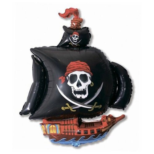 Шар фольгированный 41" «Корабль пиратский», цвет чёрный