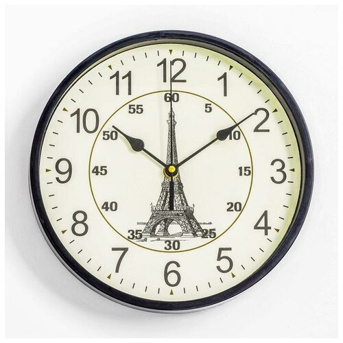 Часы настенные Париж , диаметр 25 см, ААА, 24 х 4 х 11 см, арабские цифры,