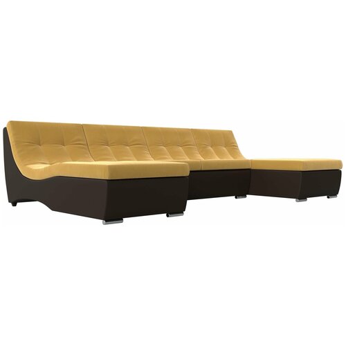 П-образный модульный диван Монреаль, желтый; коричневый
